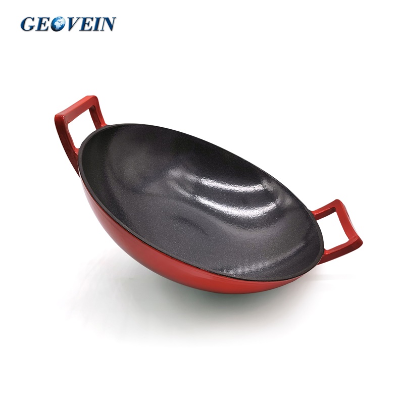 Cast Iron Wok with enamel coating | Black Wok Pan | Iron Cast Wok ...