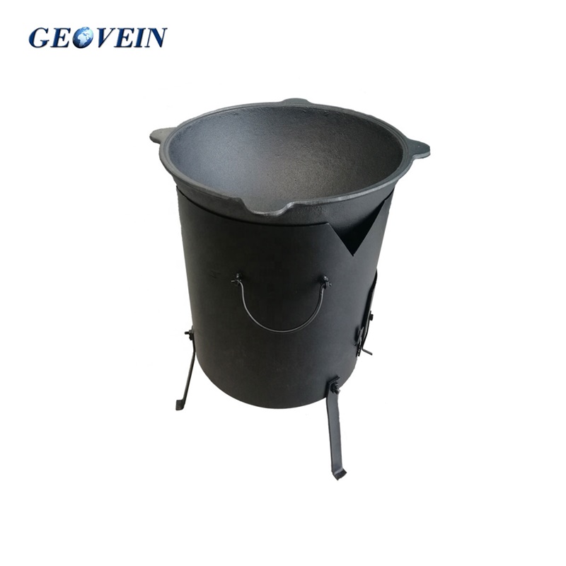 cast iron Russian cauldron kazan pot with lid | Factory Supplier - Geovein