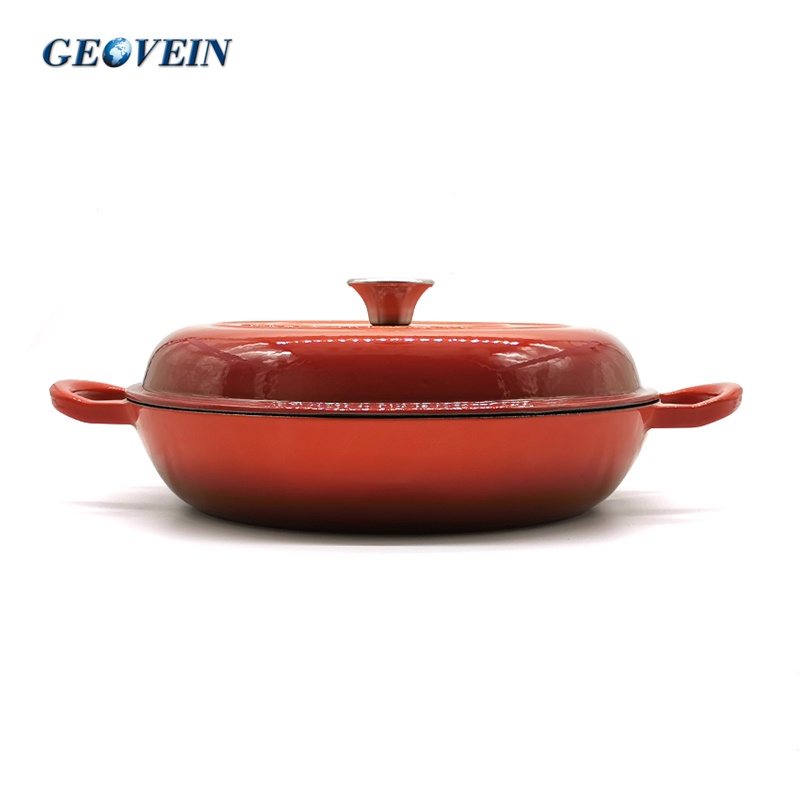 Cast Iron shallow casserole | 3.5 Quart Enamel Cast Iron shallow ...