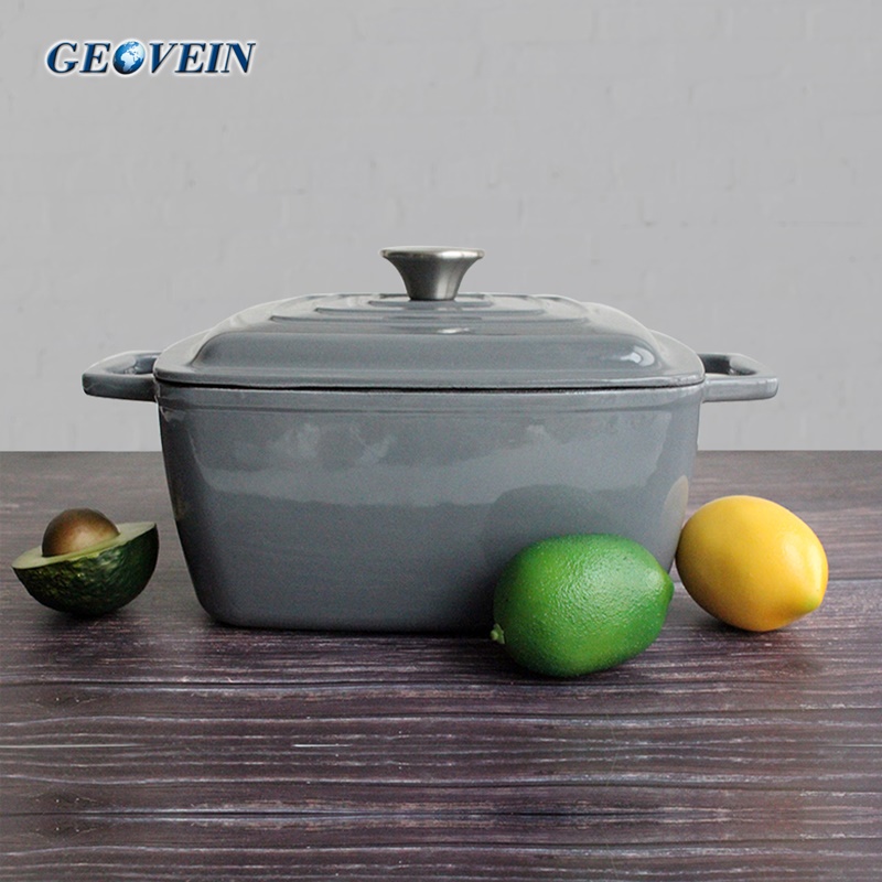 Square Dutch Oven | Enameled Cast Iron Dutch Oven Gray | Factory ...