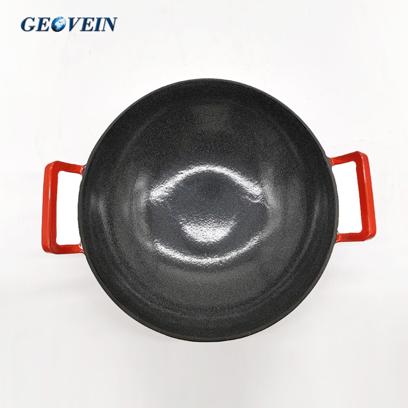 Cast Iron Wok with enamel coating | Black Wok Pan | Iron Cast Wok ...