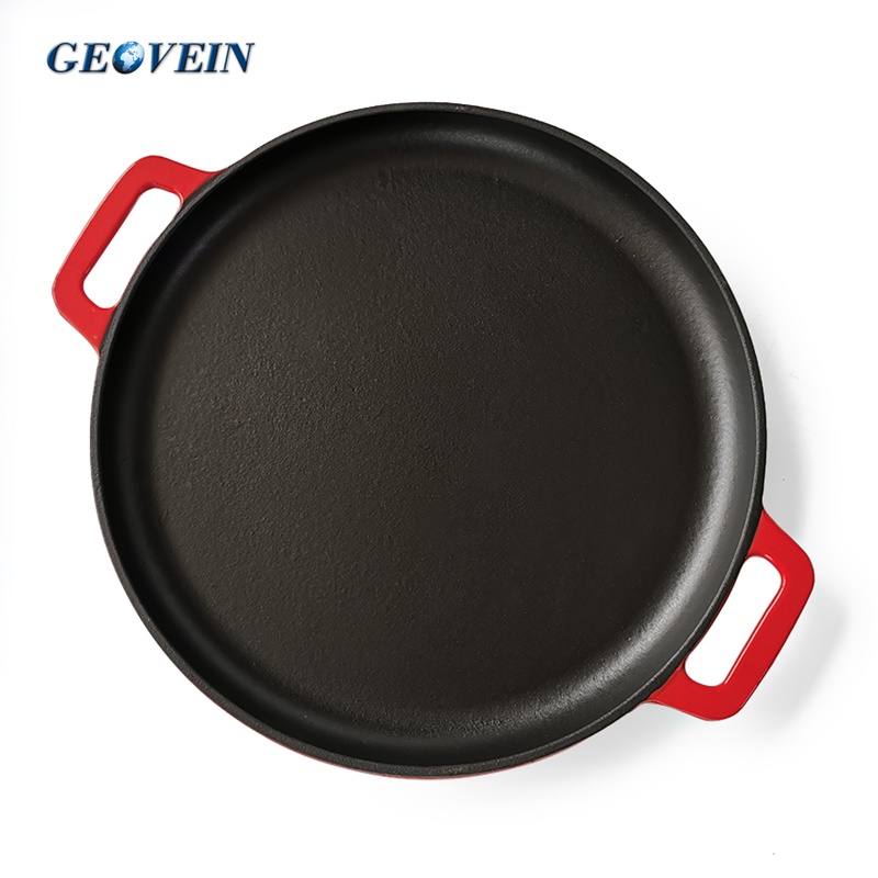 Multi Use Cast Iron enamel cast iron non stick pizza pan with two ...