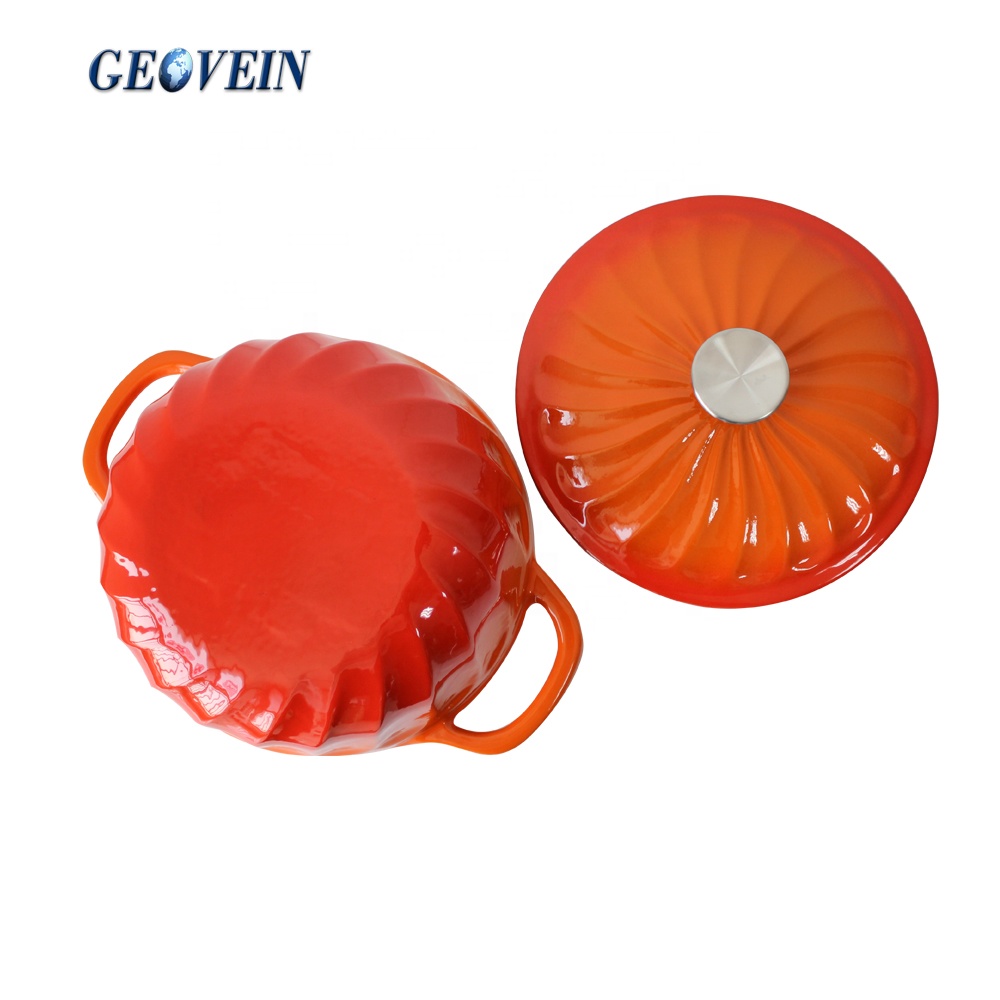 Cast Iron orange enamel big casserole | Cast Iron orange enamel duch ...
