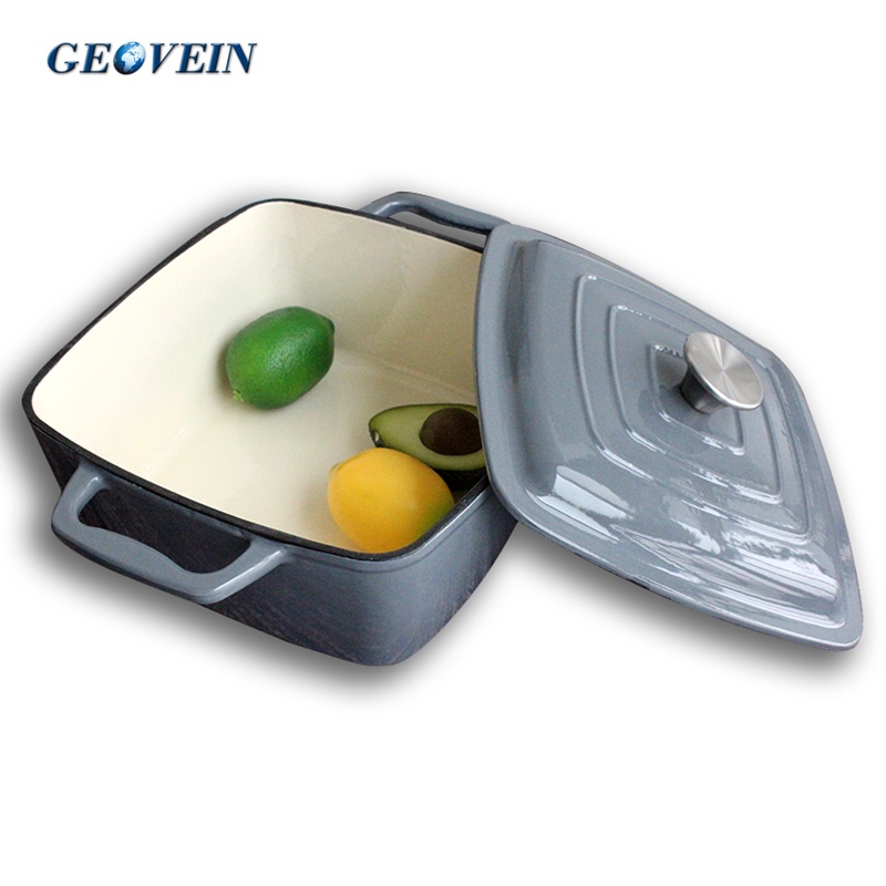 Square Dutch Oven | Enameled Cast Iron Dutch Oven Gray | Factory ...